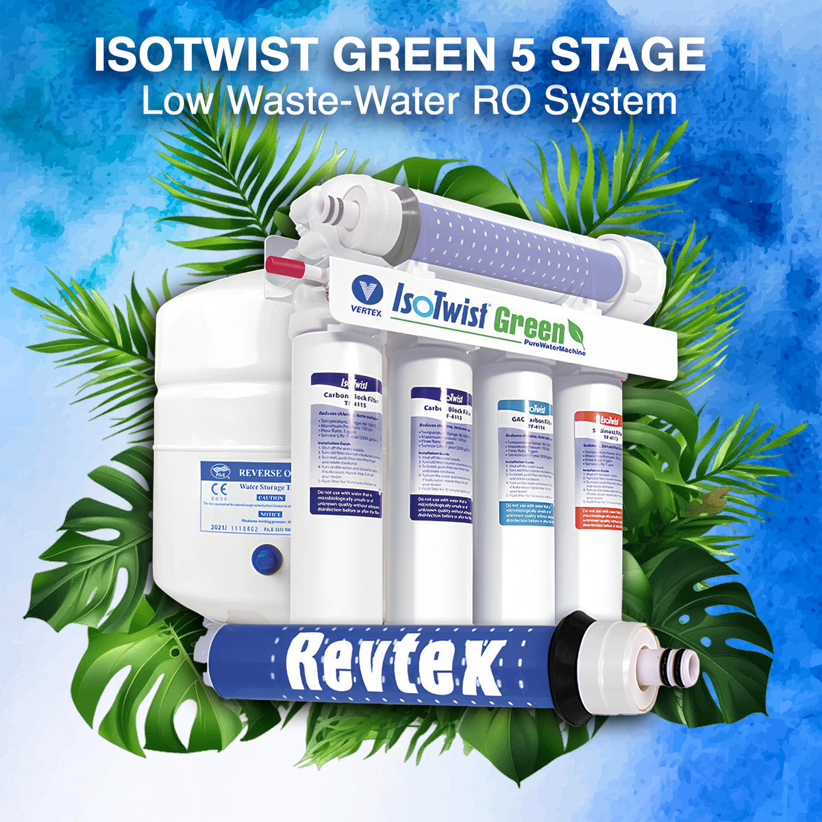 Vertex IsoTwist Green Reverse Osmosis System with Revtex 5-Stage | RO ...